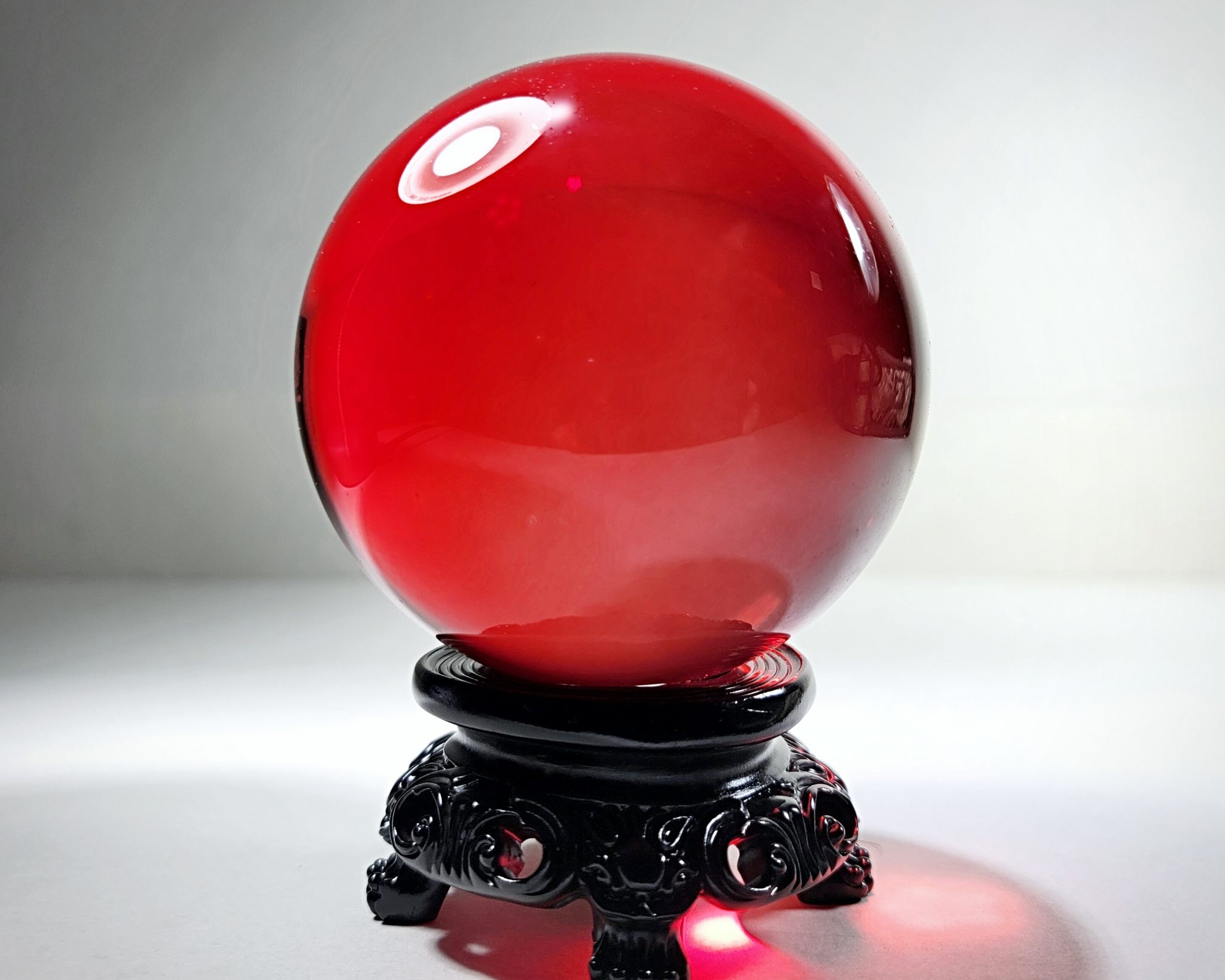 80mm, Red Crystal Ball, Crimson Glass Ball, 3.15 Inch - Insects In Resin