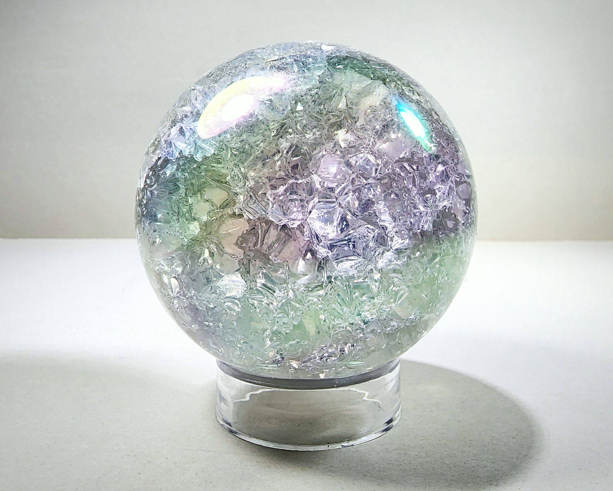 Crackle Aurora Crystal Ball 80mm Aurora Glass Ball Insects In Resin