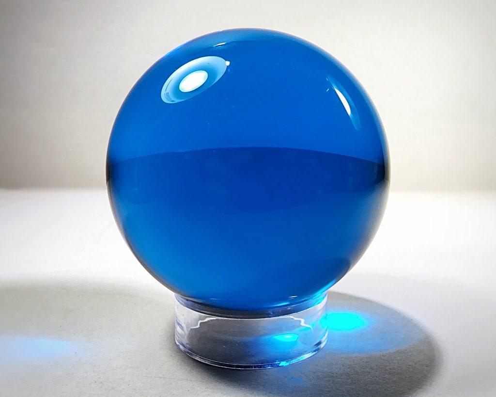Blue Crystal Ball, 80mm Blue Glass Ball - Insects In Resin