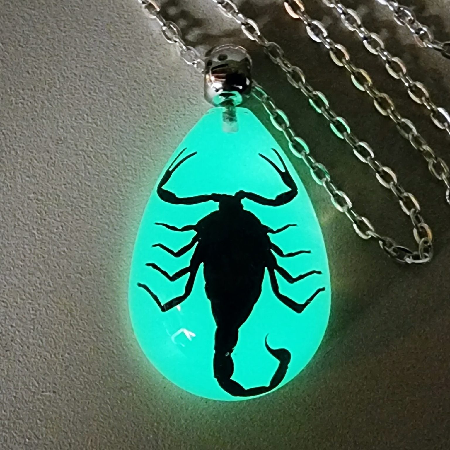 Glow Black Scorpion Necklace, Real Insect Jewelry, Heterometrus ...