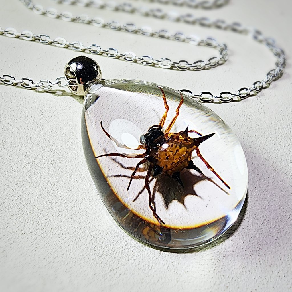 Spider Necklace, Spiny Orb Weaver, Real Insect Jewelry - Insects In Resin