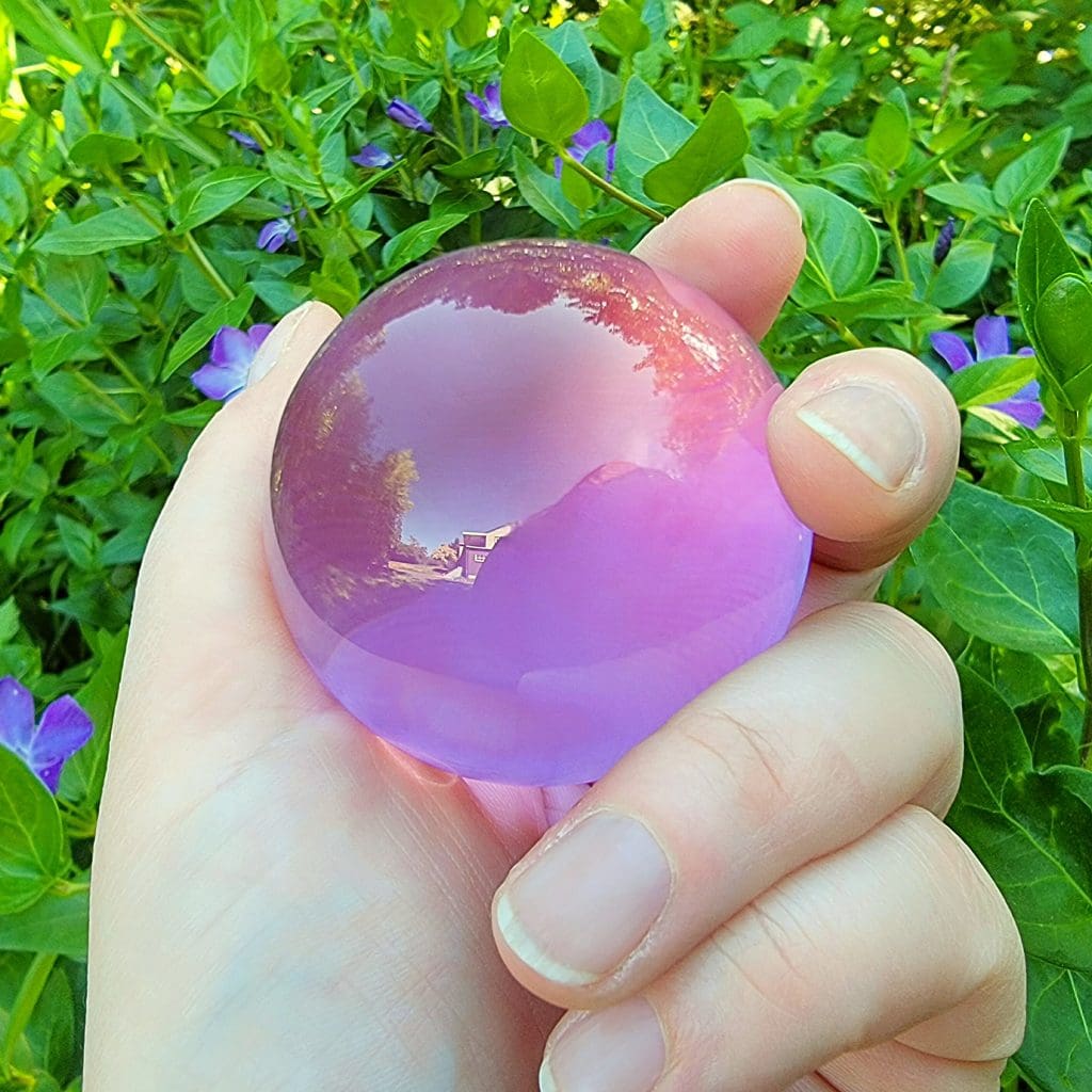 60mm, Small Purple Crystal Ball with Stand, Violet Glass Ball, 2.36 ...